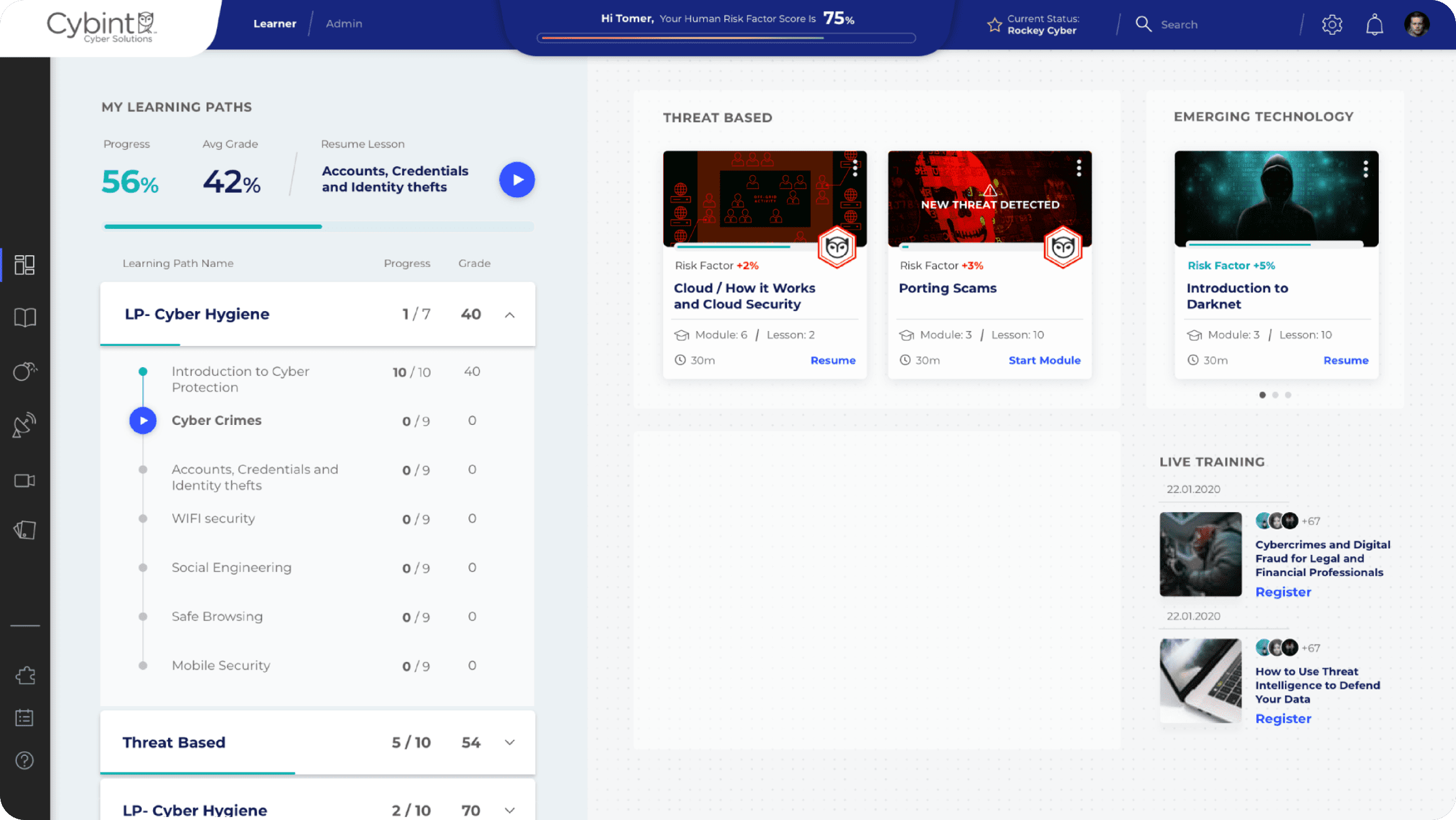 Custom LMS for Cybint - Raccoon Gang Portfolio